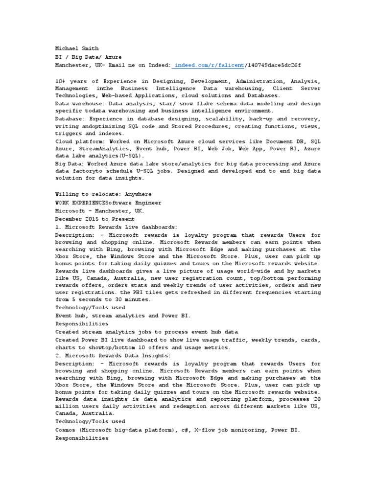 Smith Resume | PDF | Microsoft Azure | Microsoft