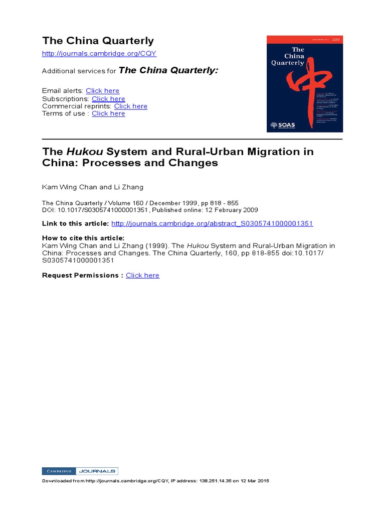 Hukou System in China | PDF | China | World Politics