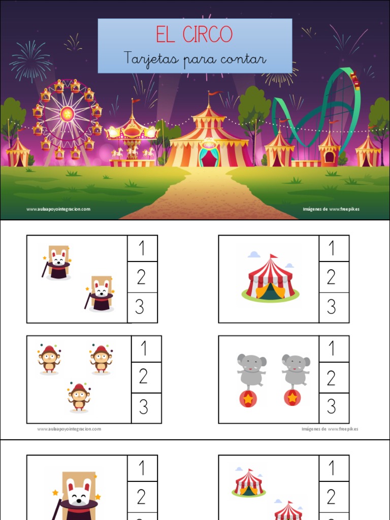 EL CIRCO Tarjetas Contar | PDF