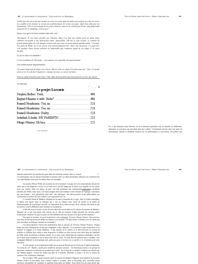 The Laramie Project Script (FR FR) | PDF | Théâtre