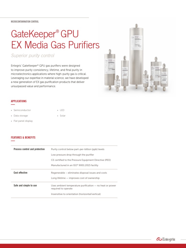 Gatekeeper Gpu Ex Media Gas Purifiers 10963 | PDF | Water Purification | Gases
