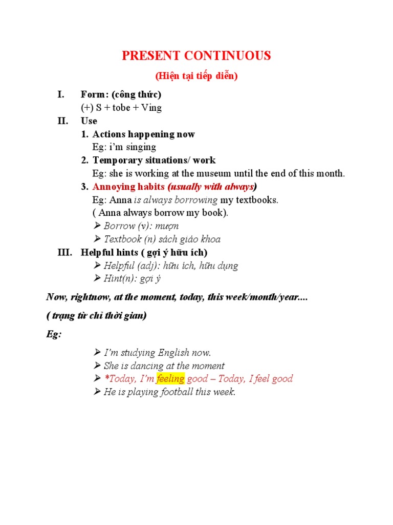 Present Continuous Present Simple Pdf