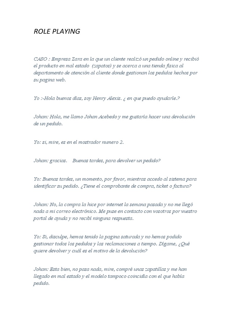 Role Playing | PDF | Comunicación | Cliente