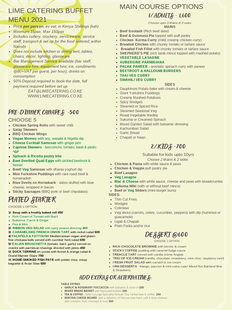 LIME Buffet Menu 2021 2 | PDF | Salad | Sauce