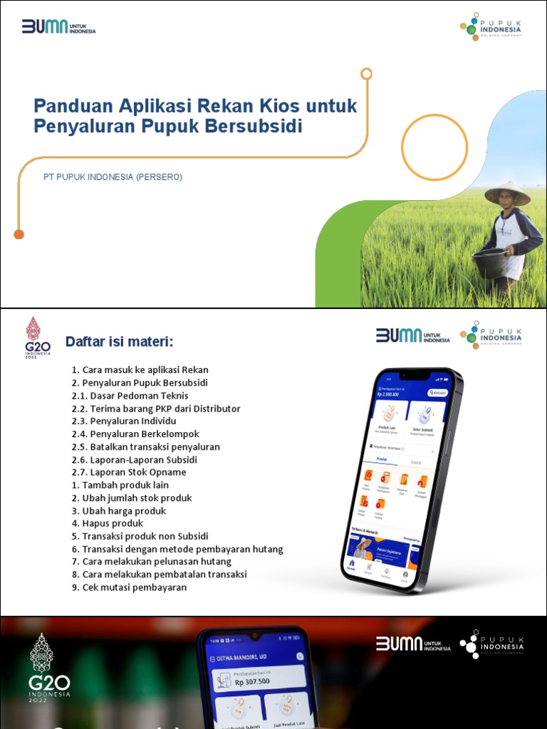 Panduan Aplikasi Rekan Kios Untuk Penyaluran Pupuk Bersubsidi | PDF | Pengelolaan Keuangan & Uang