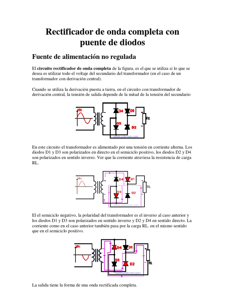 Rectificador de Onda Completa Con Diodos | PDF | Rectificador | Poder (Física)