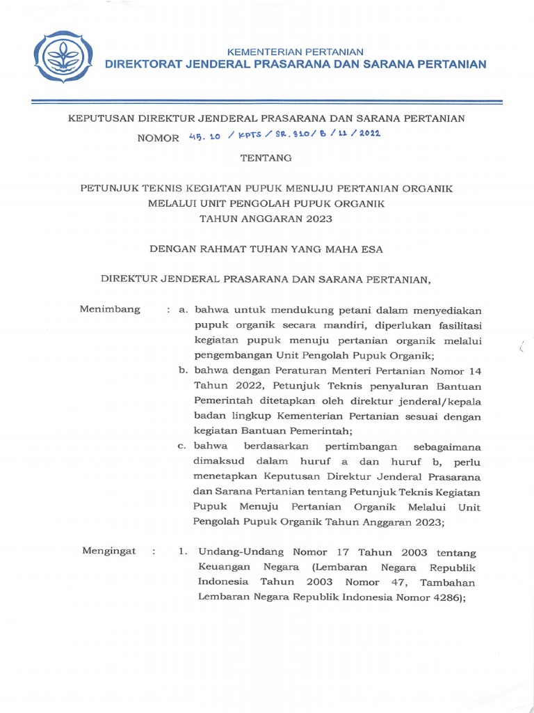 Petunjuk-Teknis-Kegiatan-Pupuk-Menuju-Pertanian-Organik-Melalui-UPPO | PDF