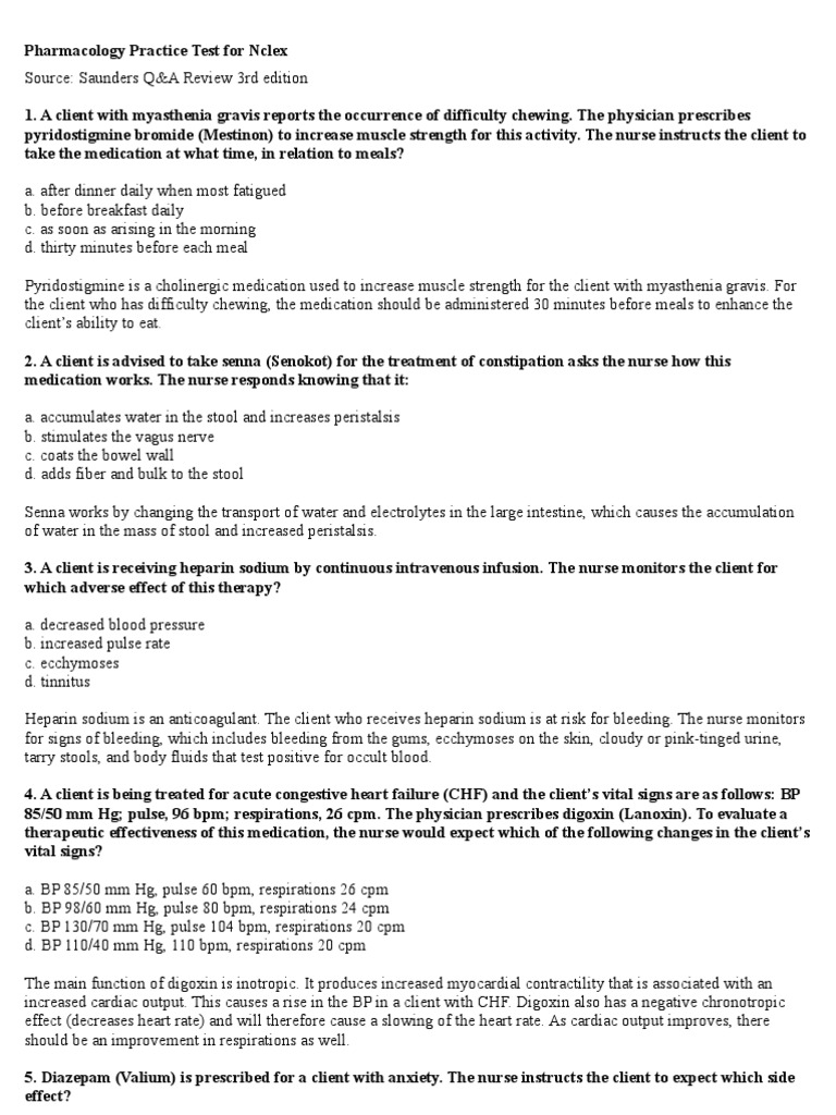 Pharmacology Practice Test For Nclex | PDF | Diabetes Mellitus Type 2 ...