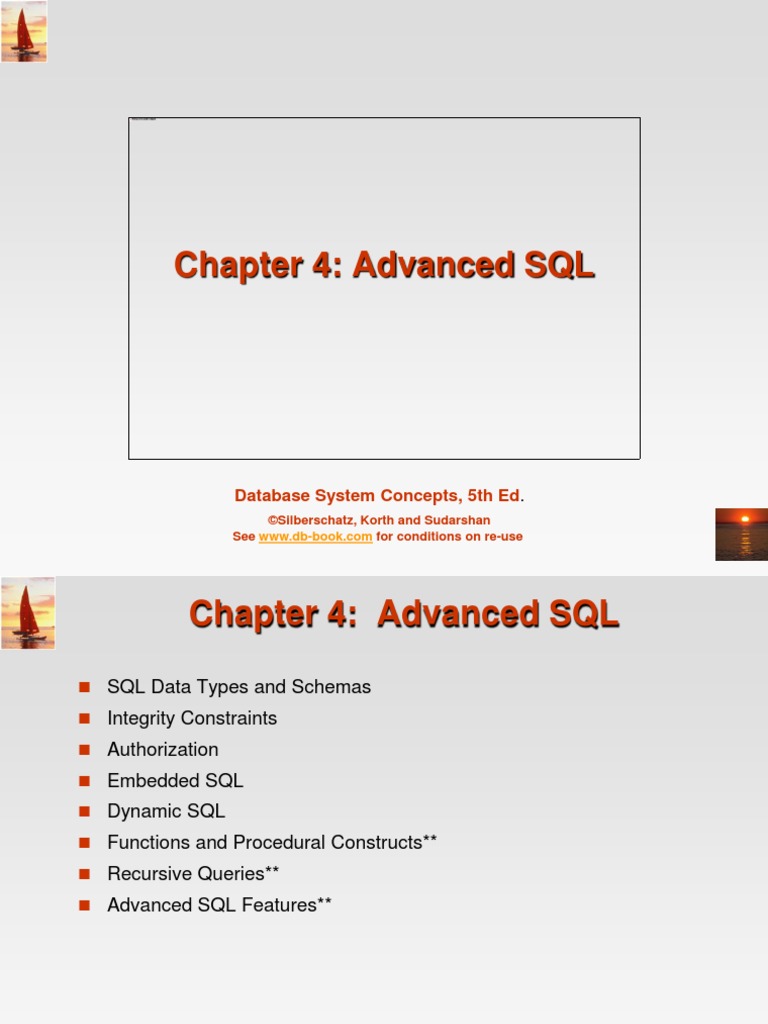 Chapter 4: Advanced SQL: Database System Concepts, 5th Ed | PDF | Sql ...