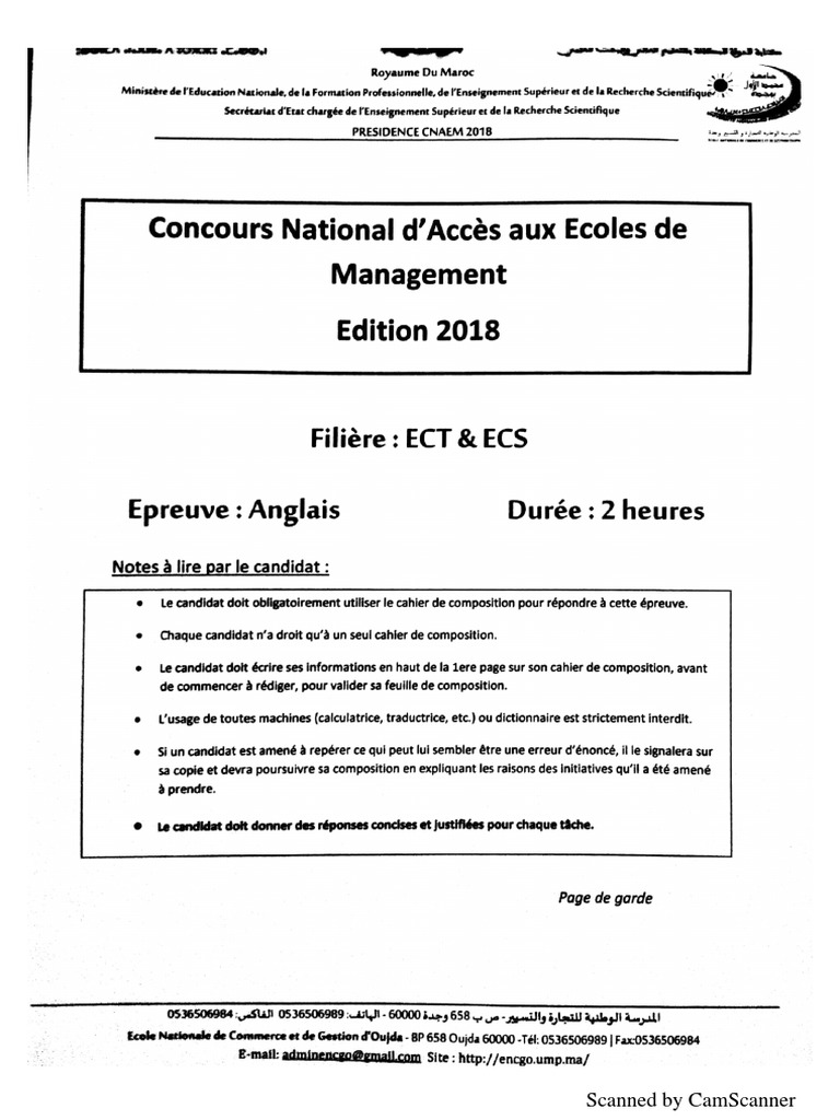 CNAEM Anglais 2018 | PDF