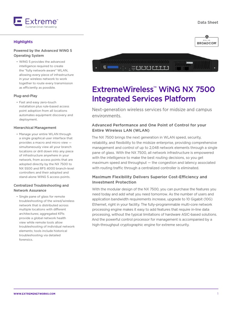 NX 7500 Data Sheet | PDF | Computer Network | Wireless Access Point