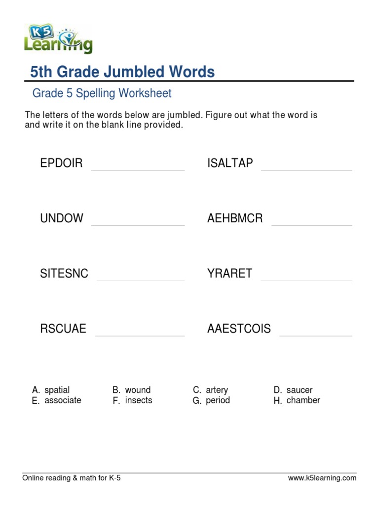 grade-5-jumbled-words-3 | PDF