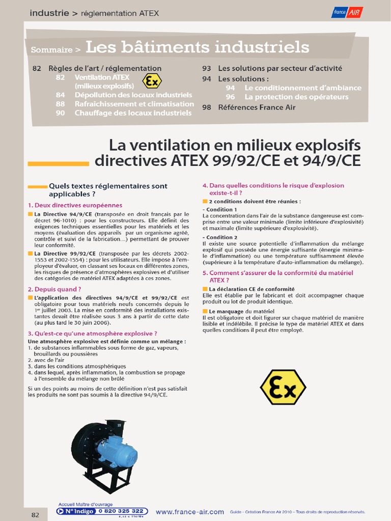 La Ventilation En Milieux Explosifs Directives Atex 99 92 Ce Et 94