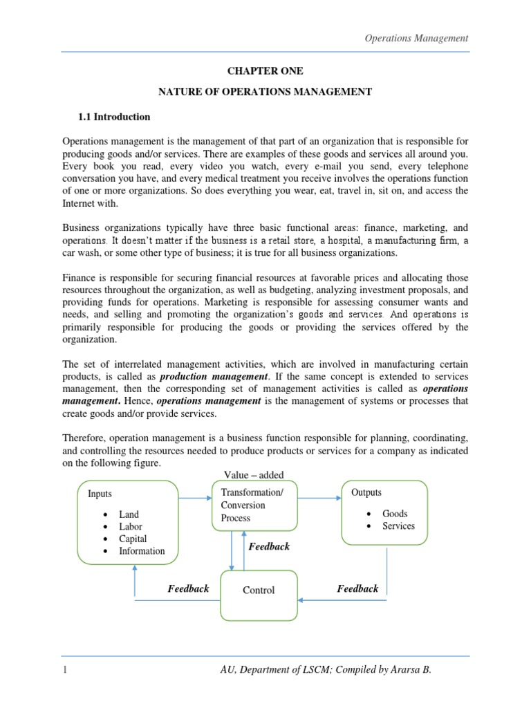 Chapter 1 OM | PDF | Operations Management | Decision Making