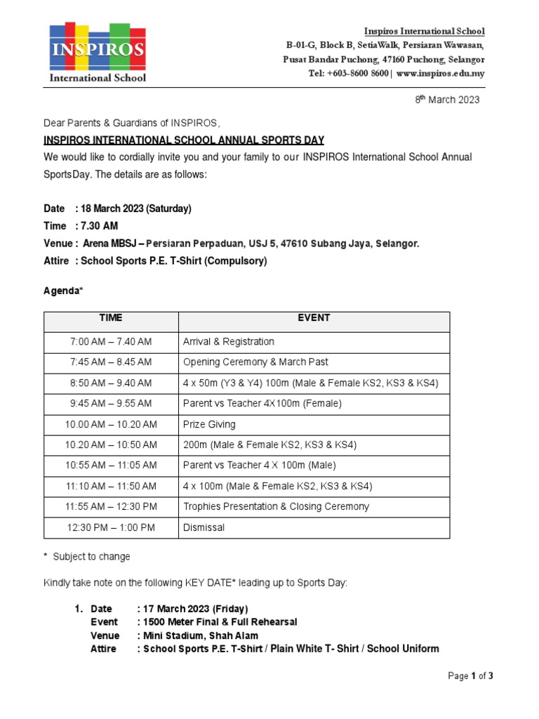 Sports Day 2023 Y5-Y11 1 | PDF