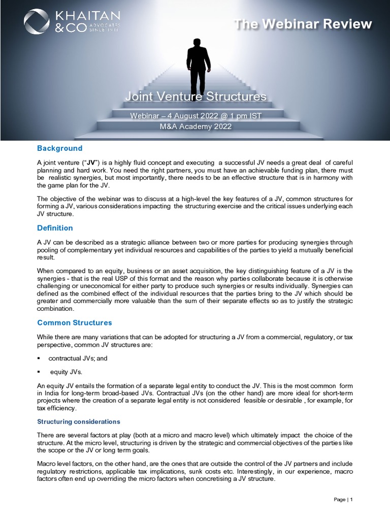 Joint Venture Structure and Governance | PDF | Joint Venture | Limited ...