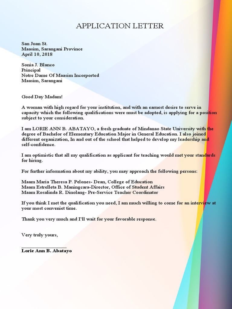 Application Letter | PDF