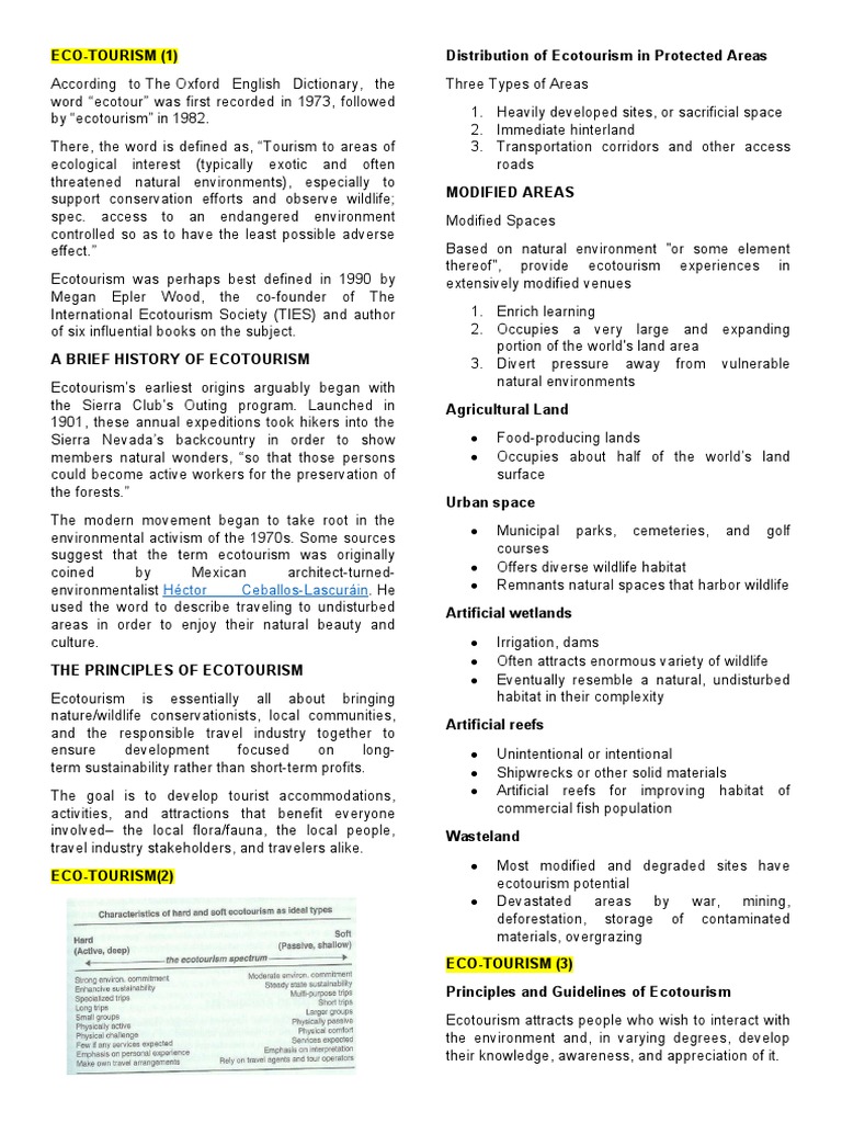 Principles of Ecotourism: Exploring the Distribution and ...