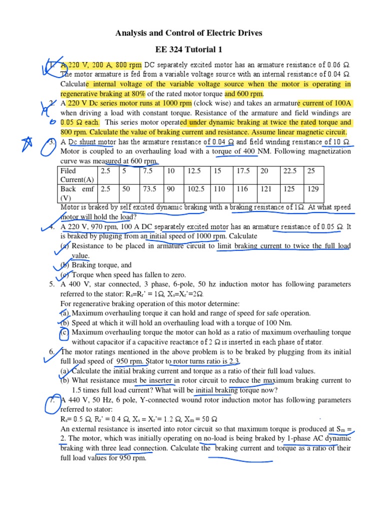 Tutorial 1 | PDF | Electric Motor | Power (Physics)