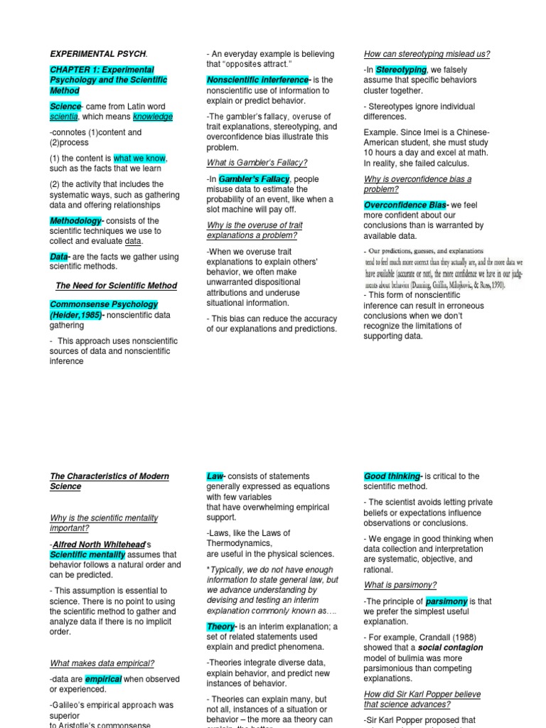 Experimental Psych Chapter 1-3 | PDF | Experiment | Science