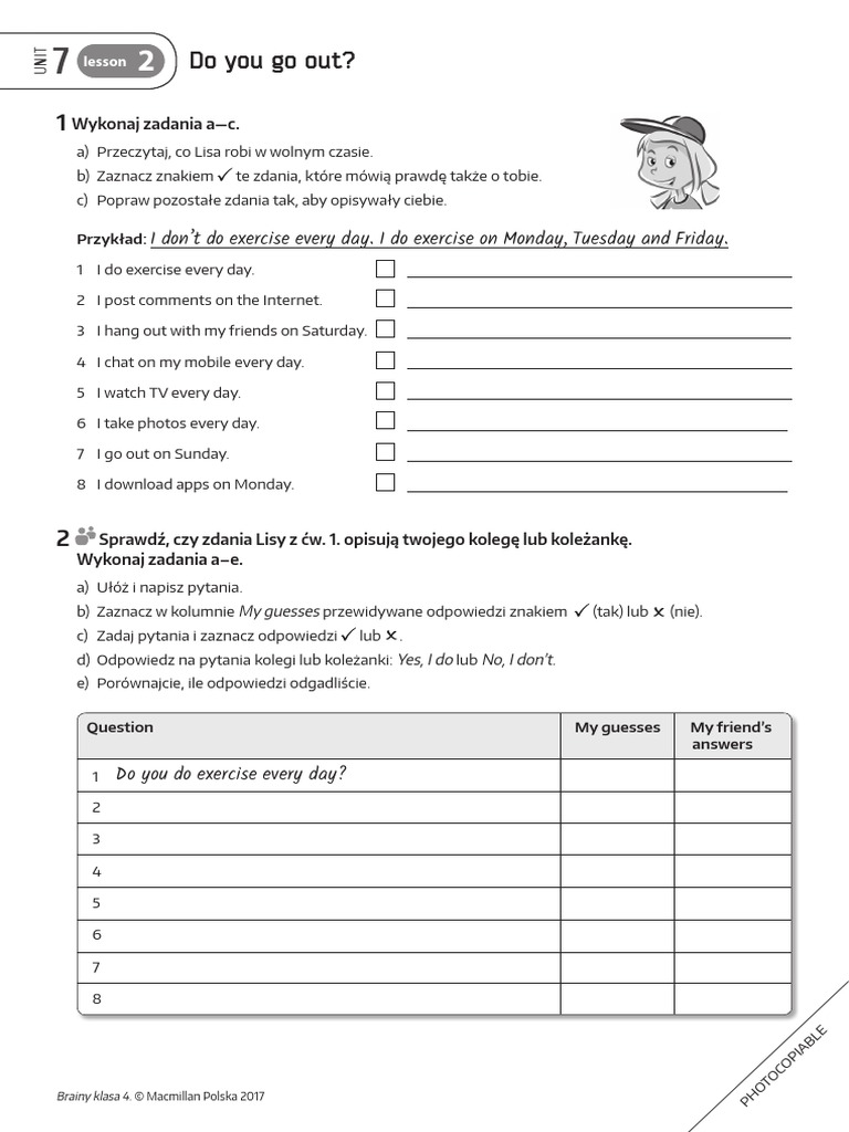 Brainy KL 4 Worksheets Unit 7 Lesson 2 | PDF