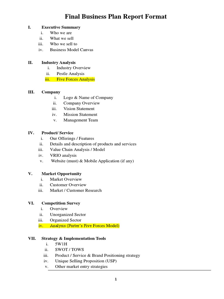 Final Business Plan Report Format - NEW | PDF | Marketing | Business