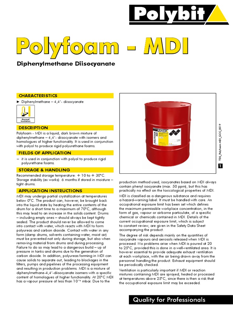 Polyfoam - Mdi: Diphenylmethane Diisocyanate | PDF | Polyurethane ...