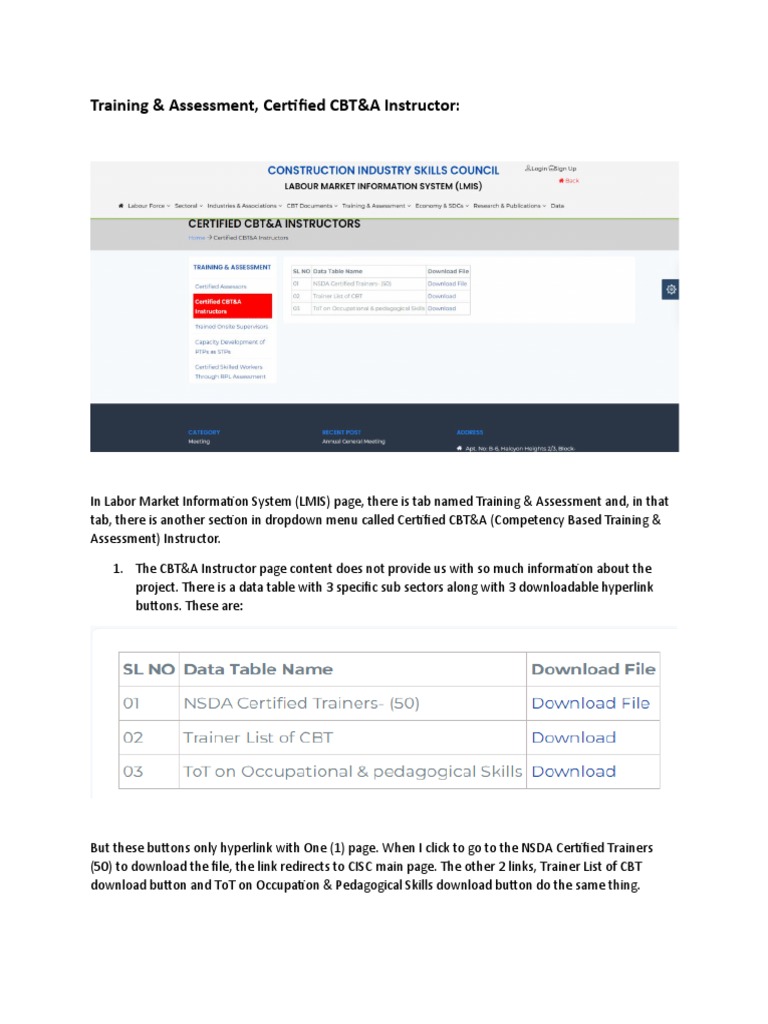 Training & Assessment, Certified CBT&A Instructor 1931257 | PDF