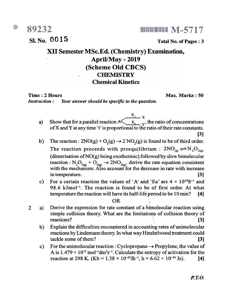 XII Sem - CHEMISTRY.Chemical Kinetics - Old CBCS - MSC Ed May 2019 ...