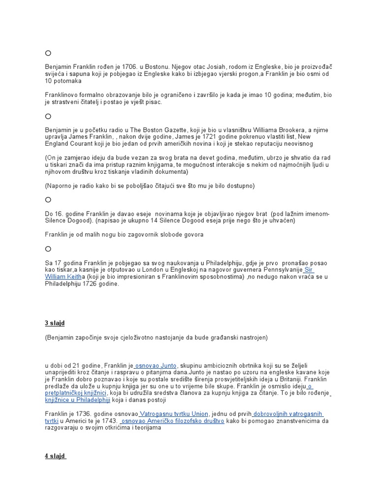 Benjamin Franklin Za Govorit | PDF