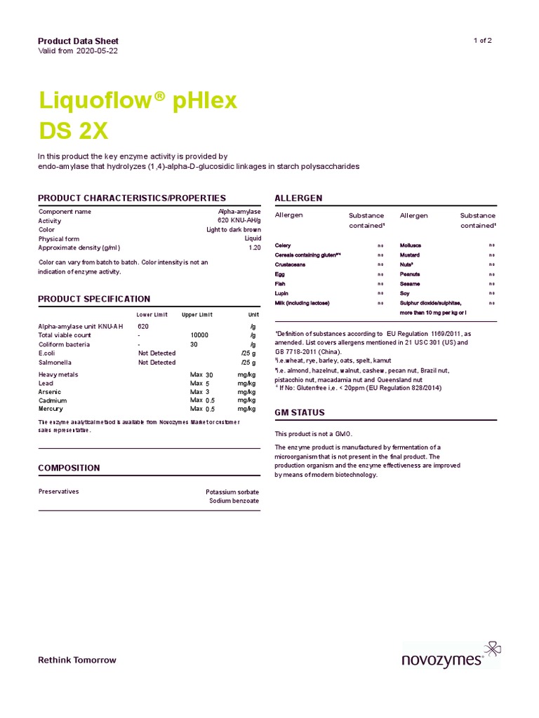 Liquoflow® Phlex DS 2X | PDF | Shelf Life | Nut (Fruit)