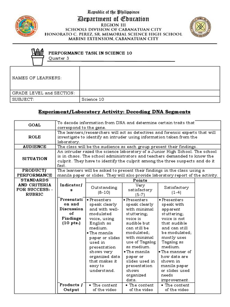 Lab Activity Test On DNA Decoding Blank | PDF | Dna | Dna Sequencing