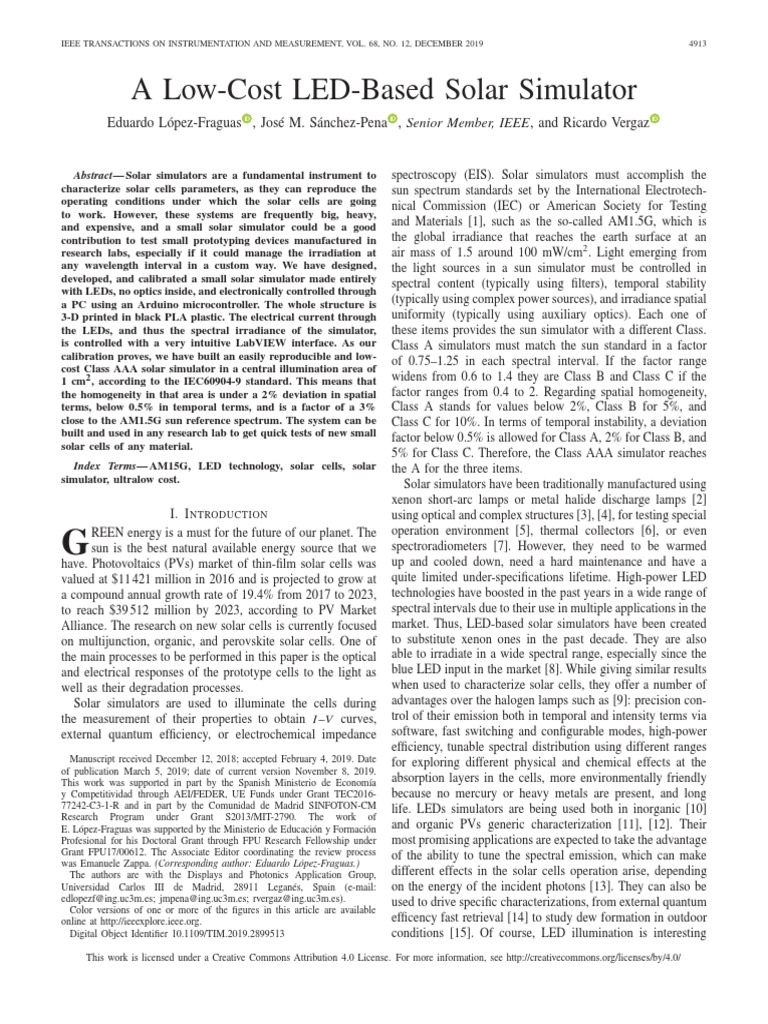 A Low-Cost LED-Based Solar Simulator | PDF | Light Emitting Diode ...
