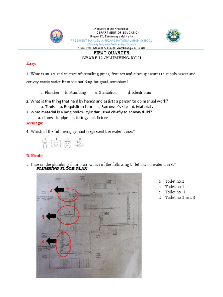 PLUMBING NC II Easy Average and Difficult Question | PDF | Plumbing ...