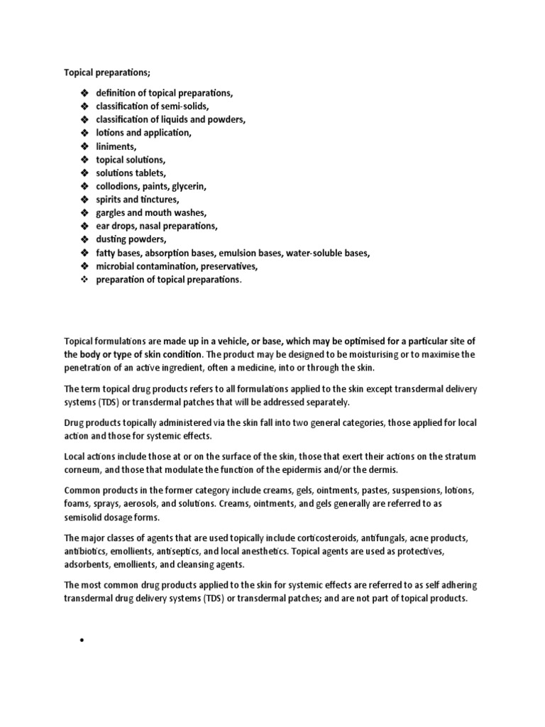 Topical Preparations | PDF | Topical Medication | Emulsion