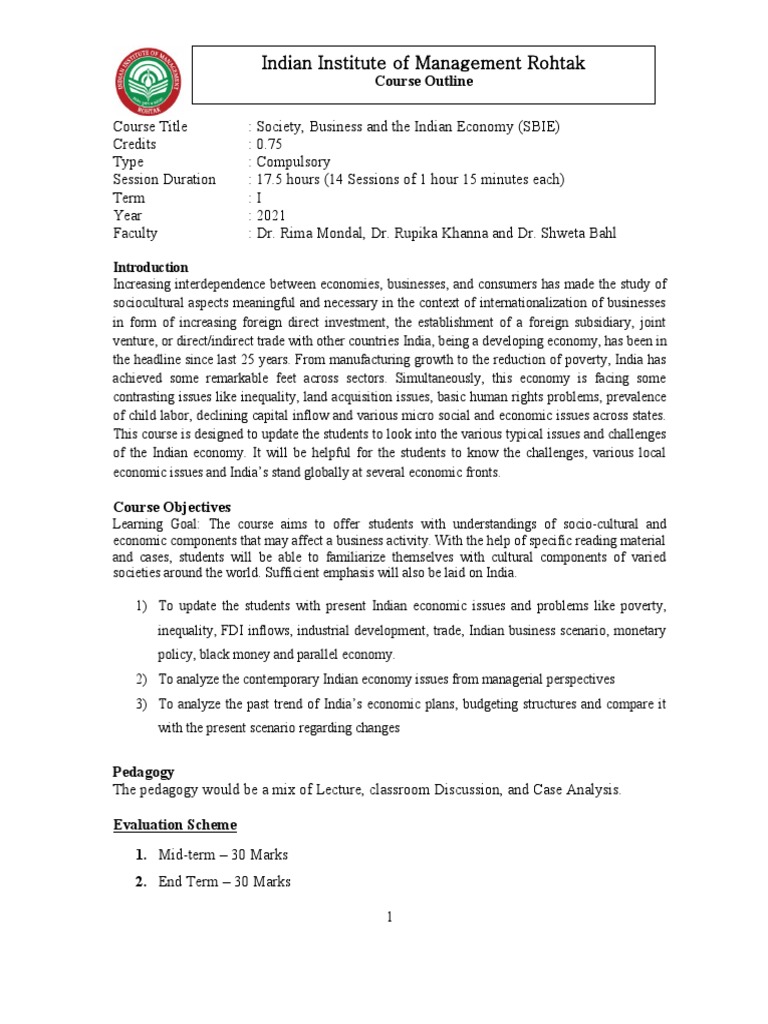 1.SBIE Term-1 PGP 2021-22 | PDF | Foreign Direct Investment | Economy ...