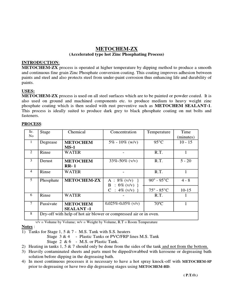 Zinc Phosphating Chemical | PDF | Building Engineering | Business Process