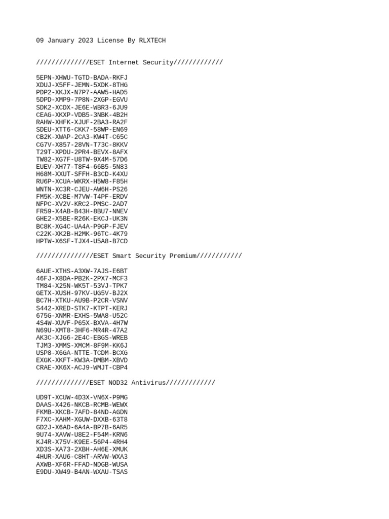 ESET License Keys for Users | PDF