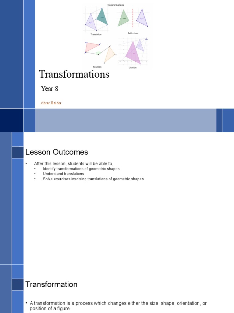 Maths - Year 8 (Transformations) | PDF | Shape | Euclid