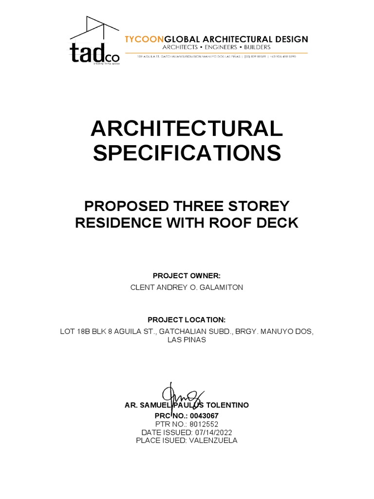 Architectural Specifications | PDF | Concrete | Door