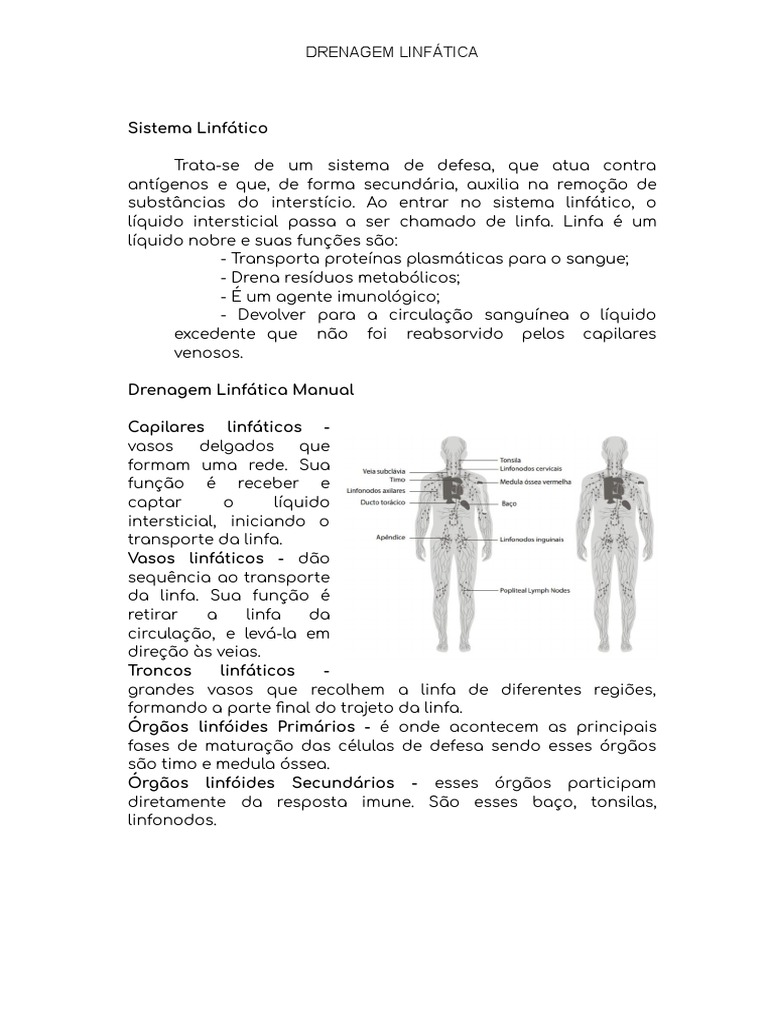 Drenagem Linfática | PDF | Sistema linfático | Angiologia