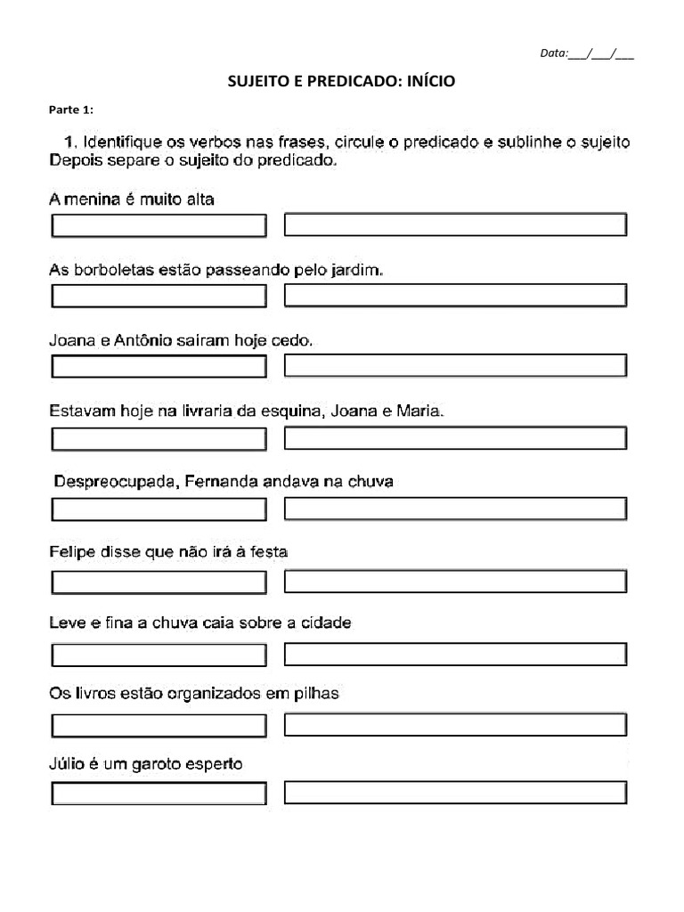 01 - Sujeito e Predicado - Início | PDF