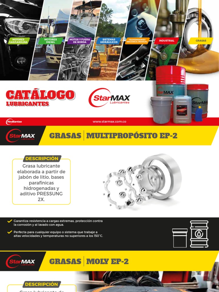 Lubricantes Starmax para Motores y Sistemas | PDF | Lubricante | Motor ...