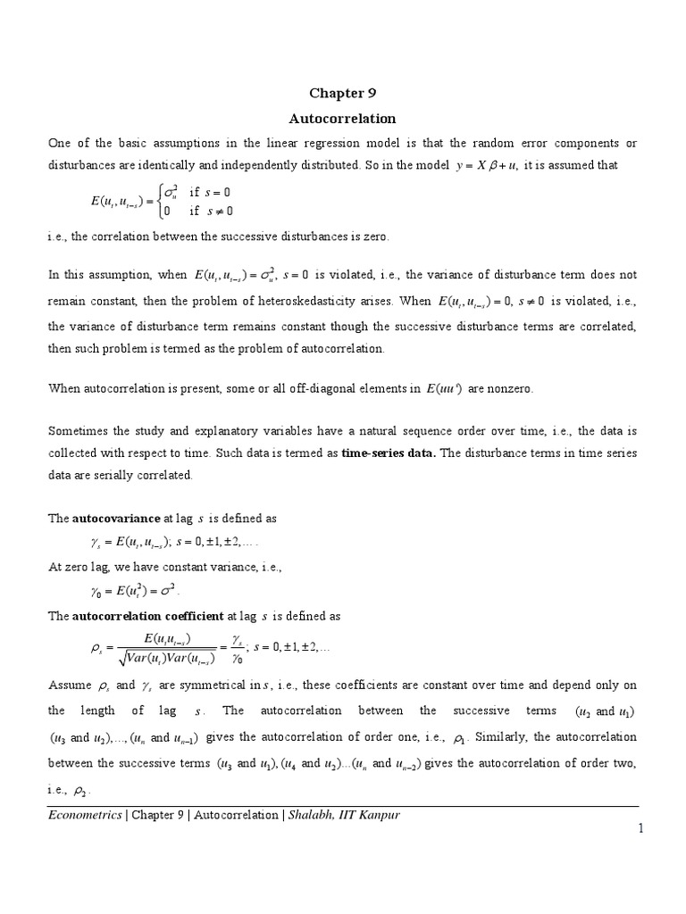 Chapter9 Econometrics Autocorrelation | PDF | Autocorrelation | Autoregressive Model