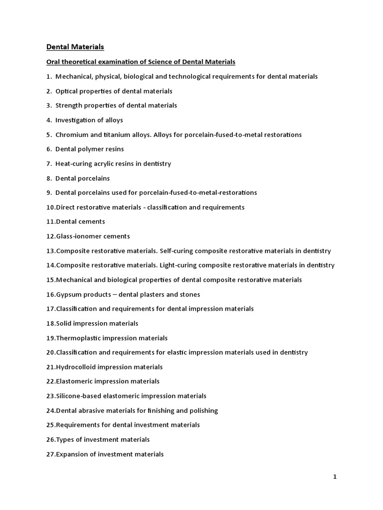 Dental Materials Oral Notes | PDF | Strength Of Materials | Color