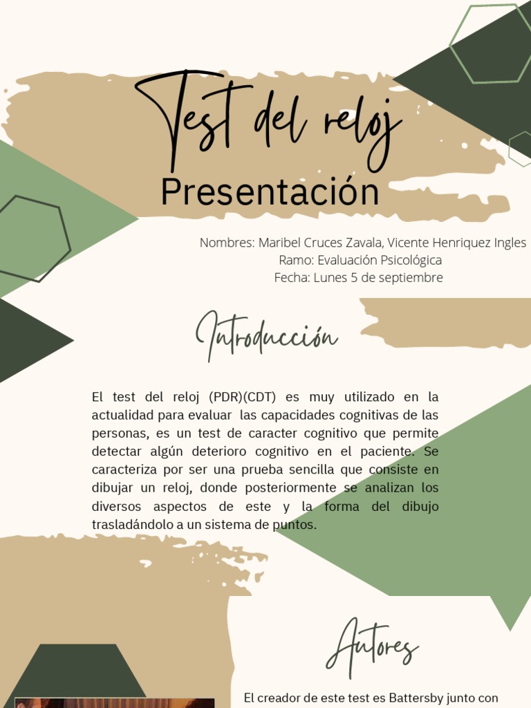 Evaluación Cognitiva: Test del Reloj | PDF | Reloj | Ciencia cognitiva