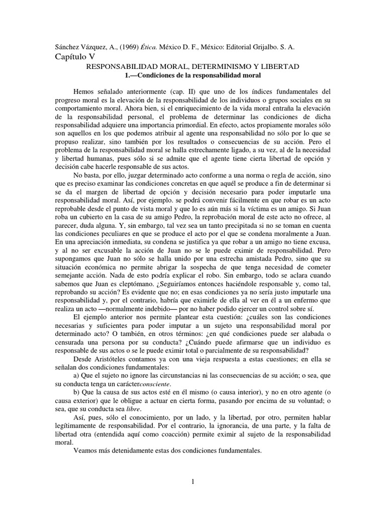 6 - Sanchez Vázquez-Responsabilidad, Determinismo y Libertad (Págs 93 A 112) | Descargar gratis ...
