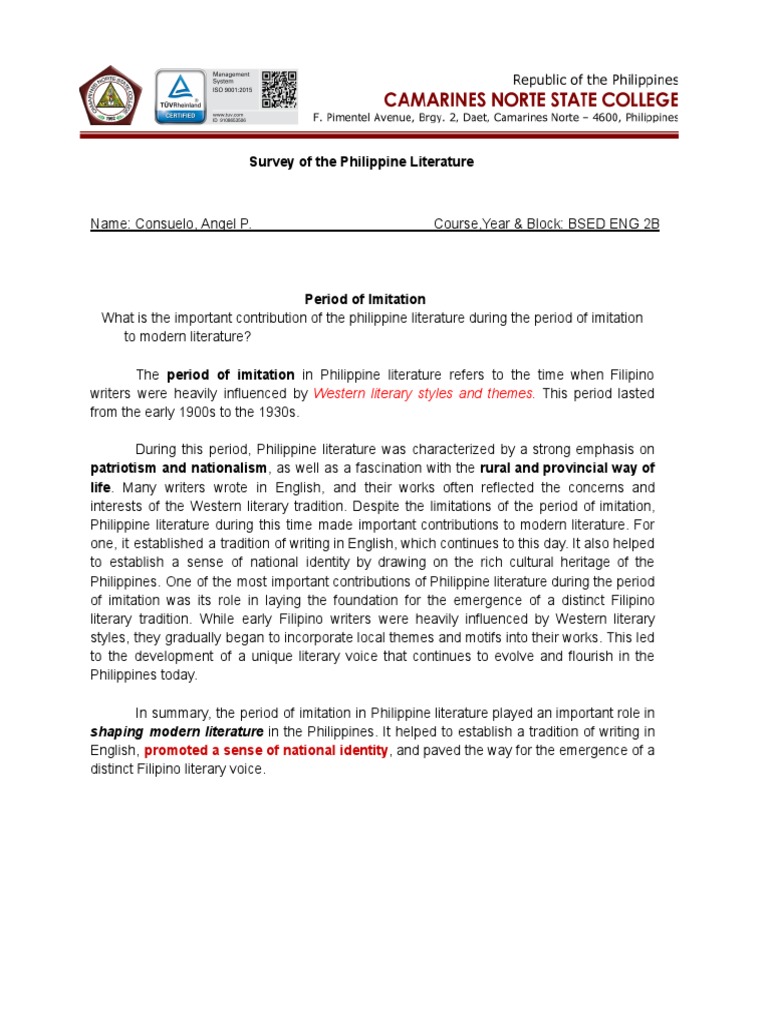 Consuelo, Angel Period of Imitation Essay | PDF