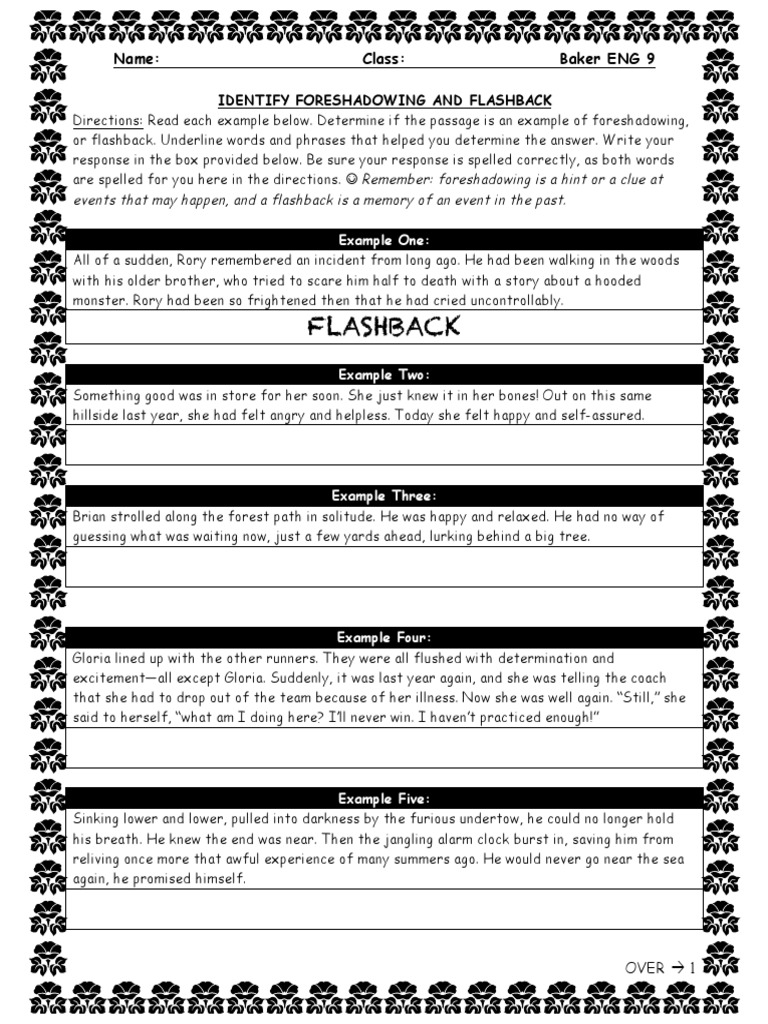 ENG 9: Foreshadowing & Flashback | PDF