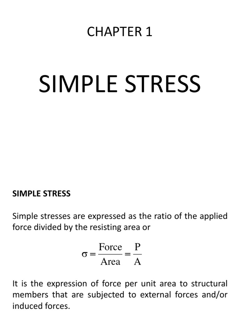 CHAPTER 1 Simple Stress | Download Free PDF | Stress (Mechanics ...